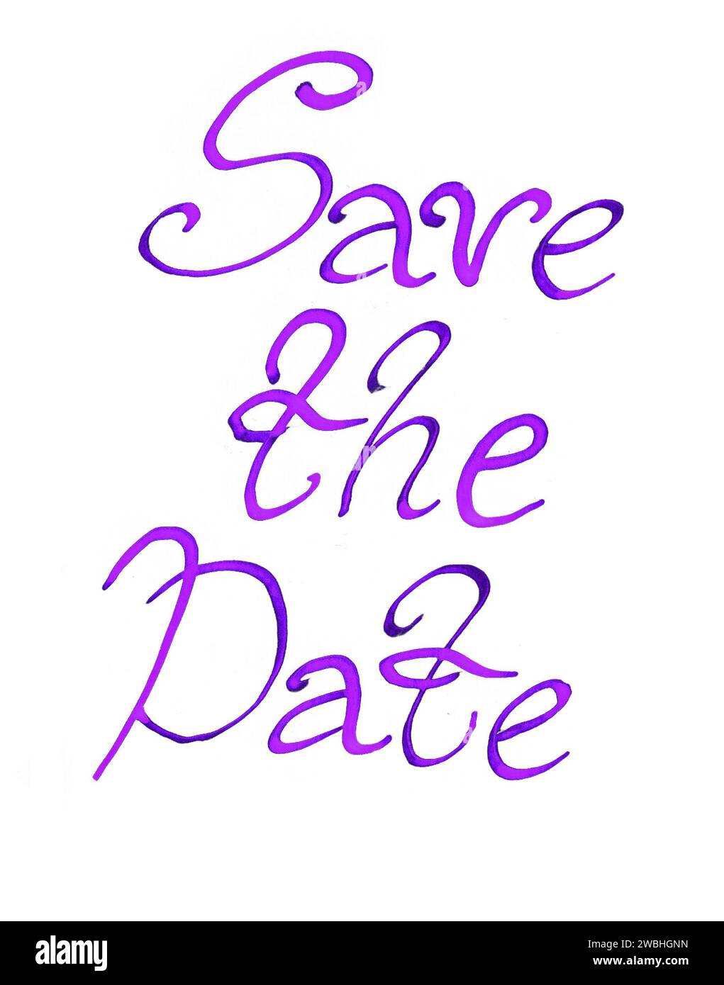 Save the date phrase in blue and purple. Color gradient. Isolated on ...