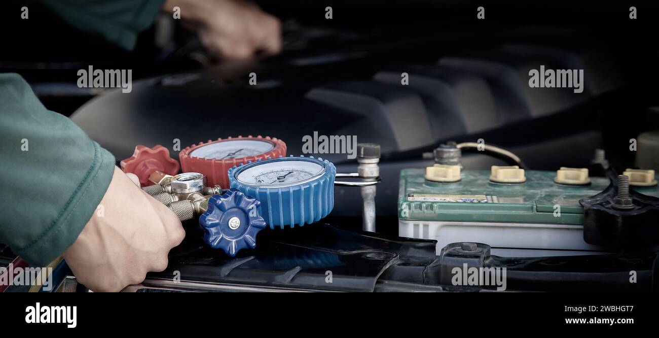 Car air conditioner check service, leak detection, fill refrigerant ...