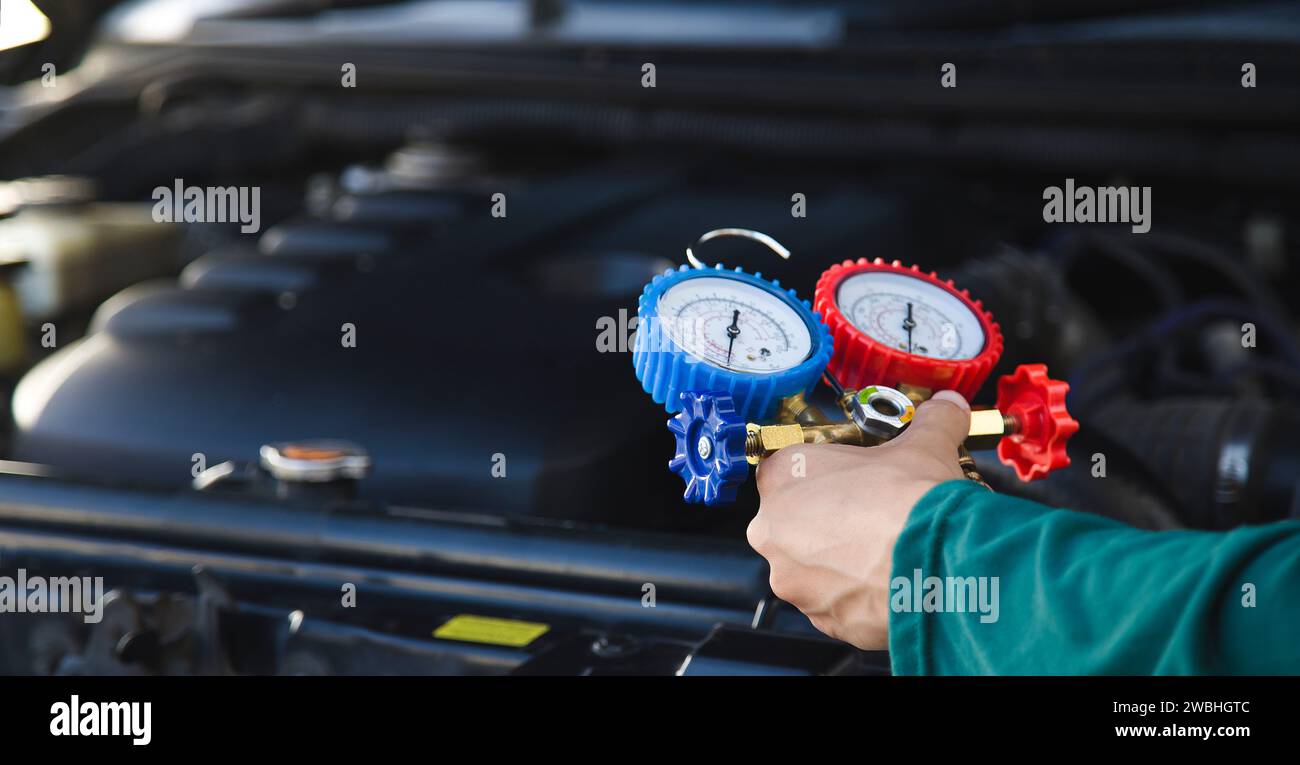 Car air conditioner check service, leak detection, fill refrigerant ...