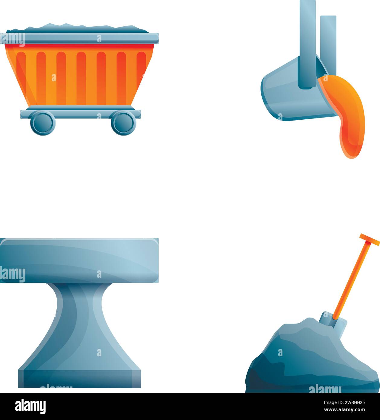 Metallurgy industry icons set cartoon vector. Foundry metallurgy ...