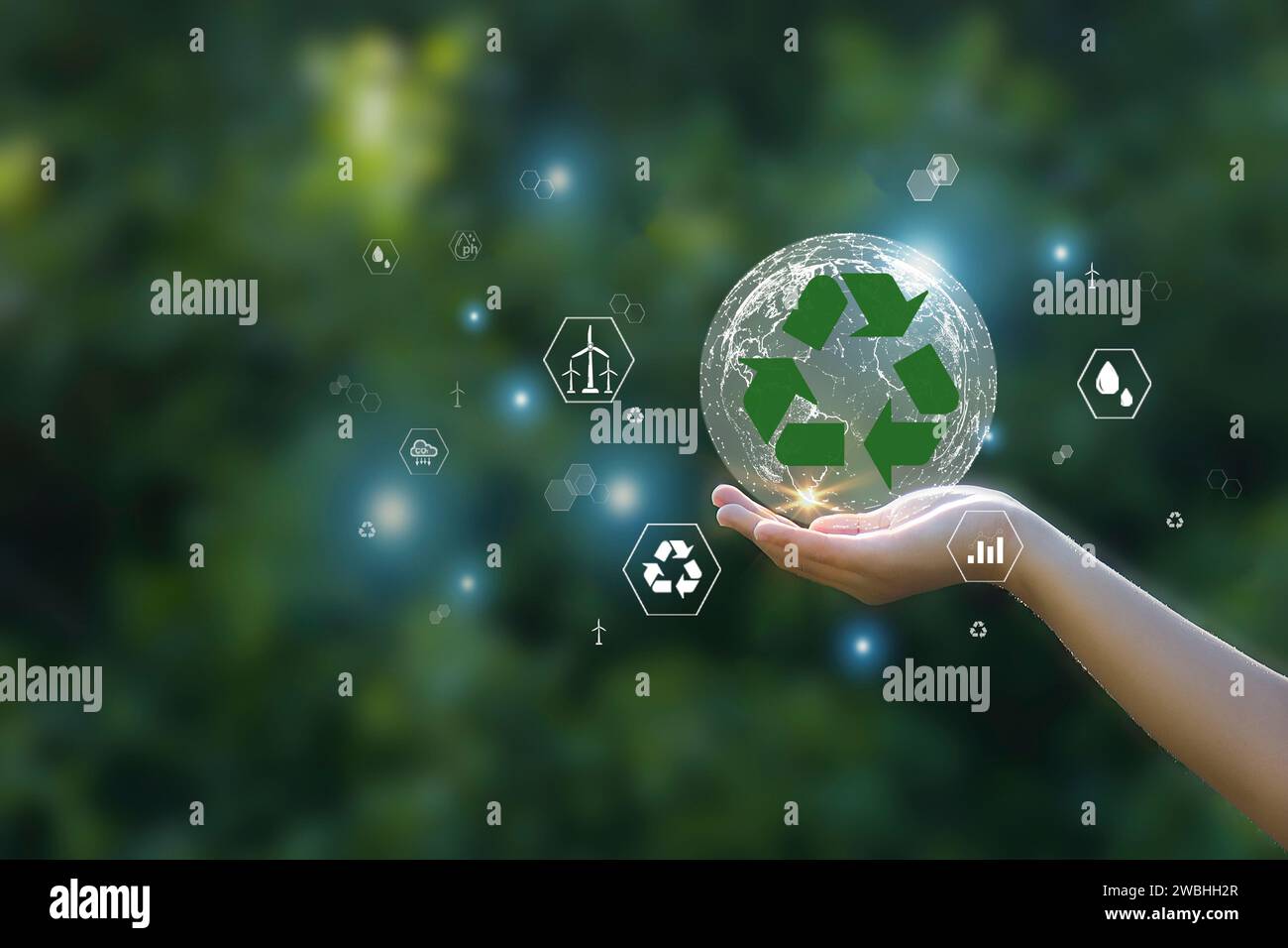 Recycle symbol on earth background The concept of maximizing resource ...