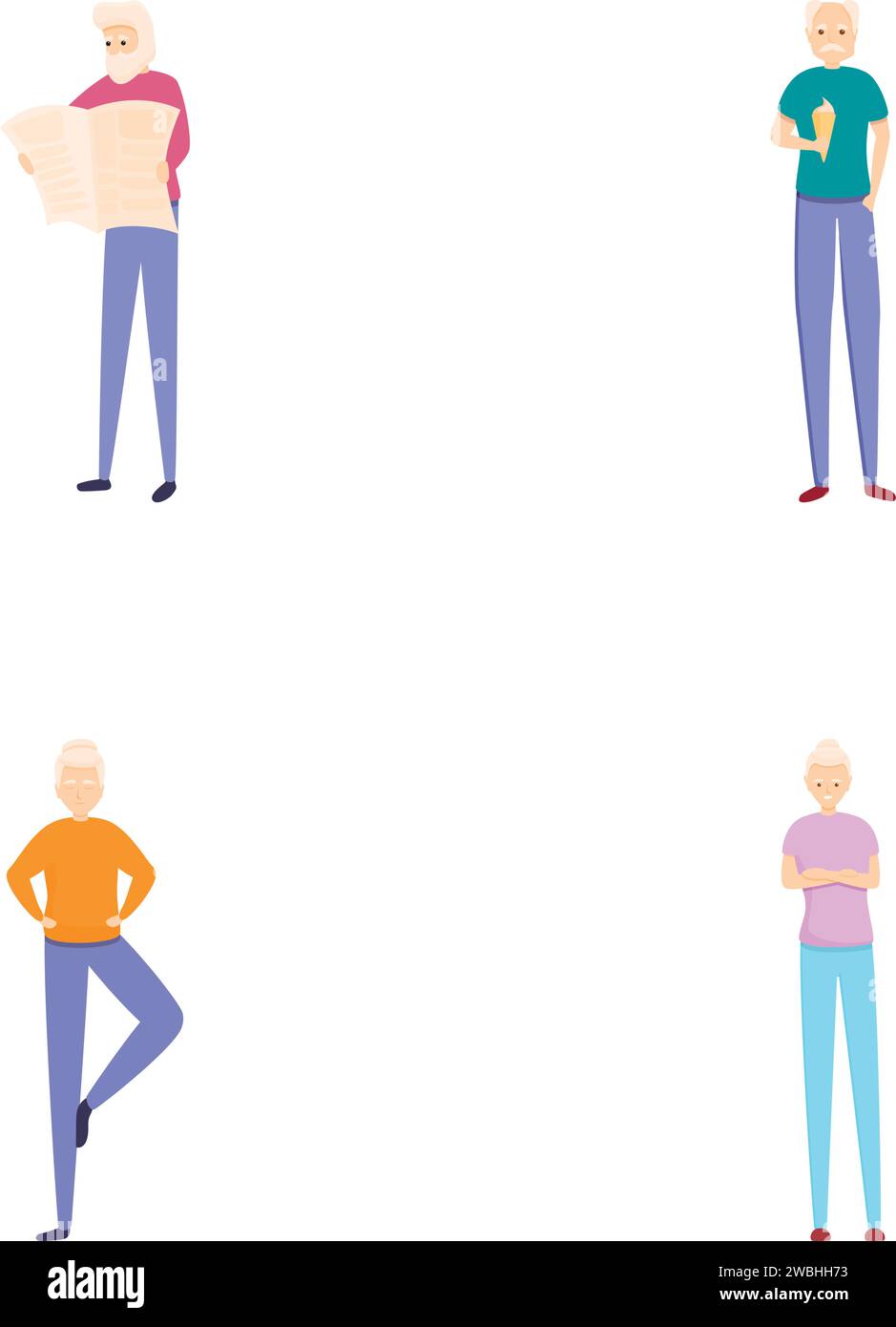Elderly icons set cartoon vector. People in various pose, gesture and ...
