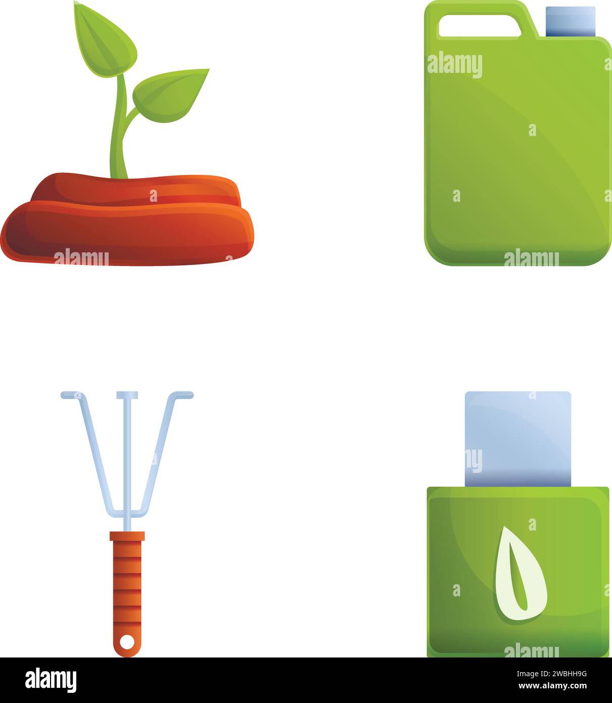Biofuel icons set cartoon vector. Biofuel canister and plant with green ...