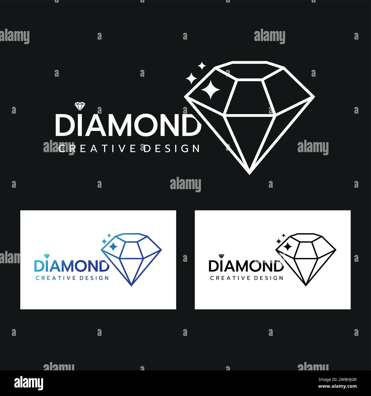 Beautiful Diamond jewelry Logo Template, Stylized image of Diamond logo ...