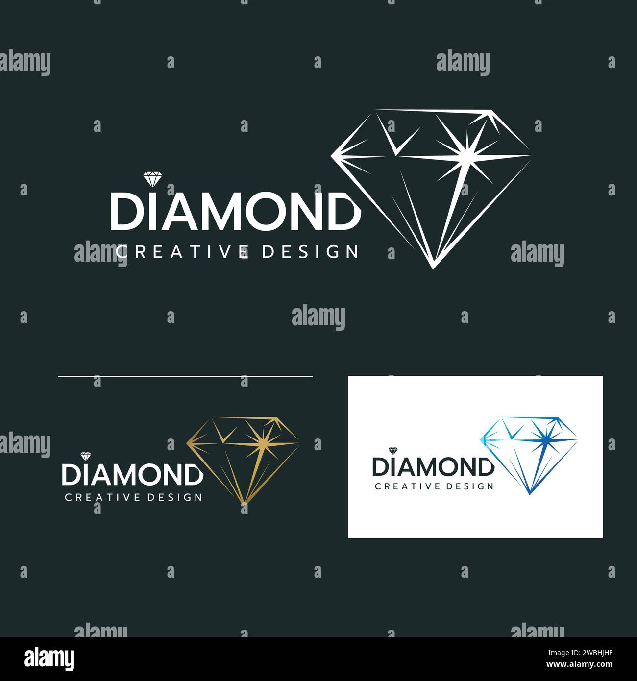 Beautiful Diamond jewelry Logo Template, Stylized image of Diamond logo ...