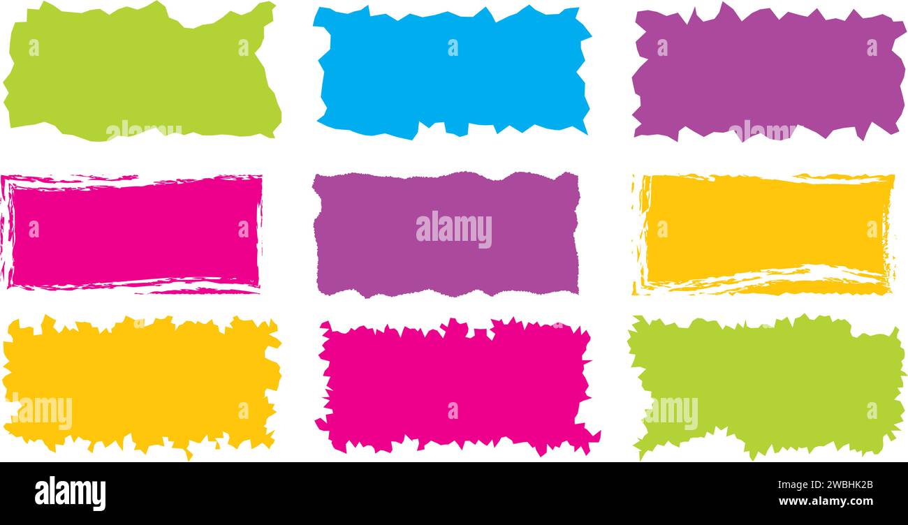 Jagged rectangle. Bright color simple shapes. Rectangle paper template ...