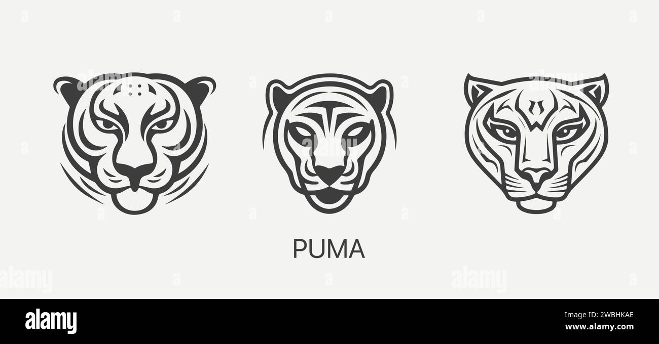Modern abstract Puma or Jaguar head vector logo template. Line art ...