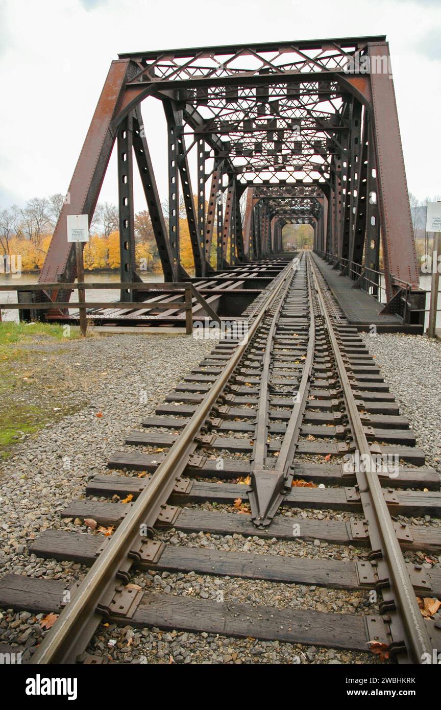 The Train trestle bridge across the Allegheny River, Warren, PA Stock ...
