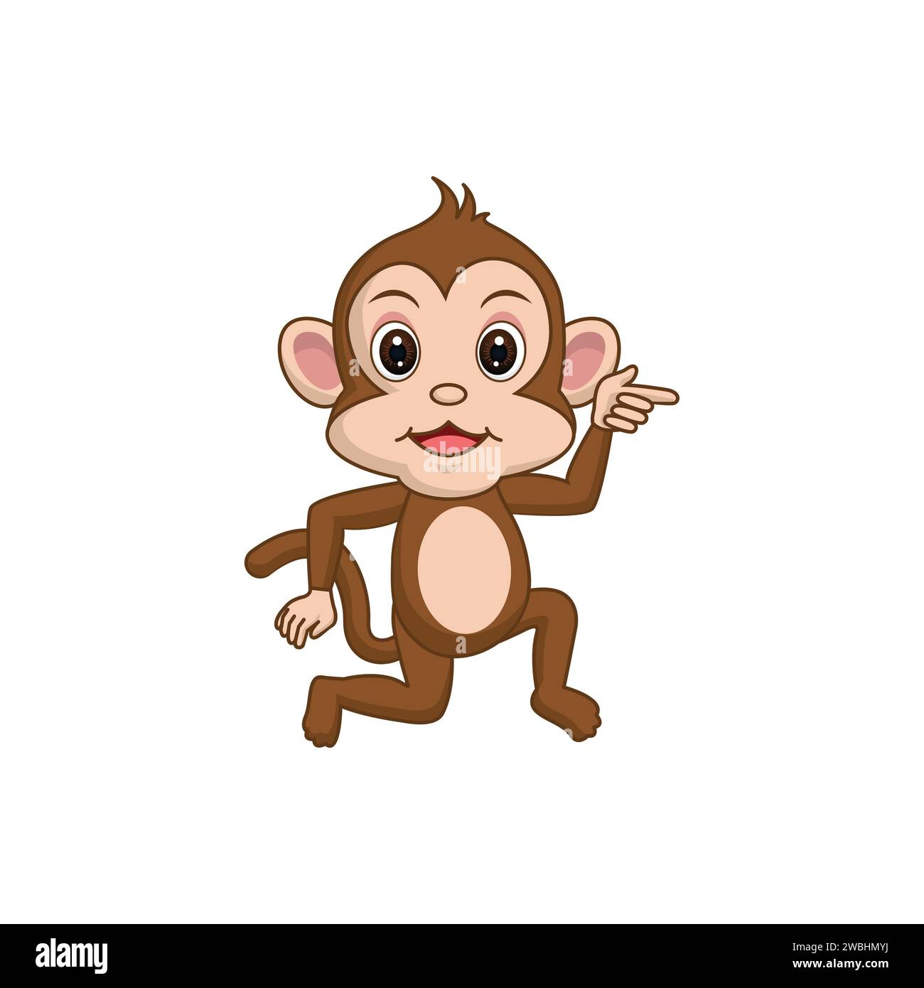 Cute monkey in cartoon style isolated. Monkey mascot on white background vector illustration ...