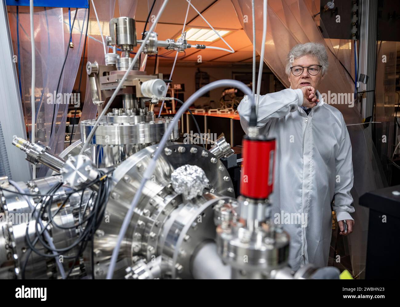 Lund, Sweden. 29th Nov, 2023. Anne L'Huillier, Nobel laureate in Physics, in her laser lab, A113 ...