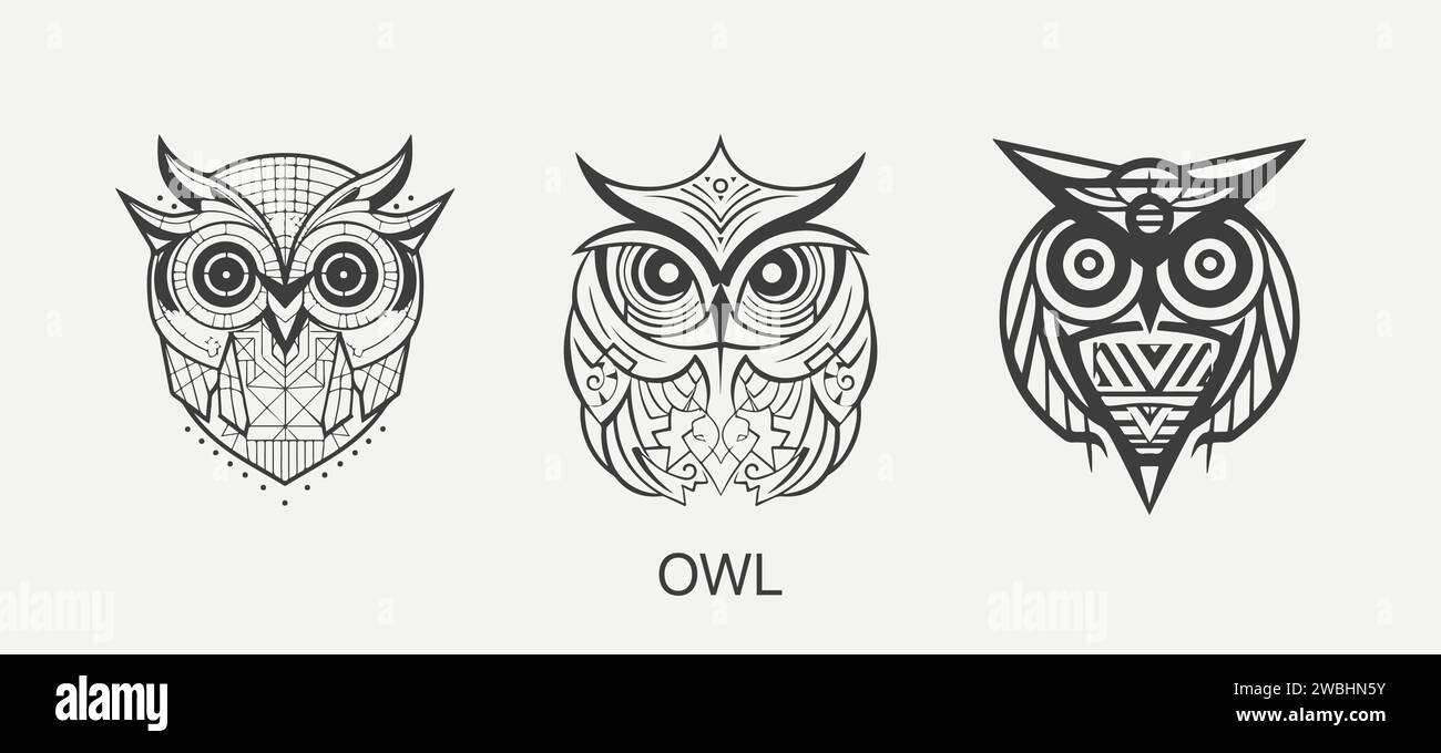 Modern abstract Owl logo template. Owl bird line art Stock Vector Image ...