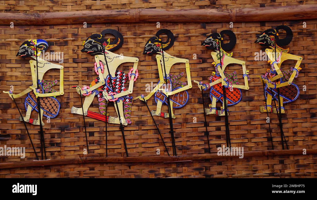 The indonesian puppets which called wayang (Javanese puppet) on white ...