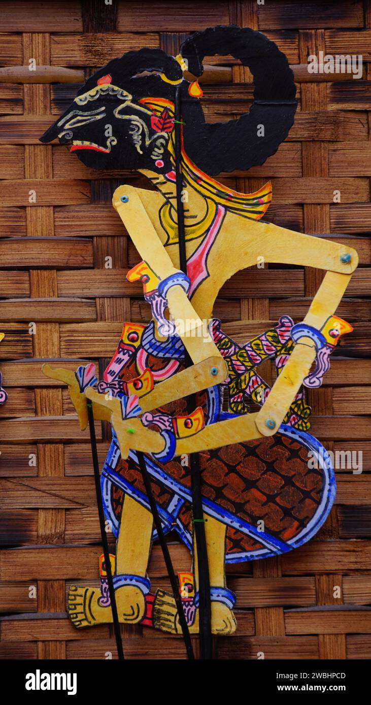 The indonesian puppets which called wayang (Javanese puppet) on white ...