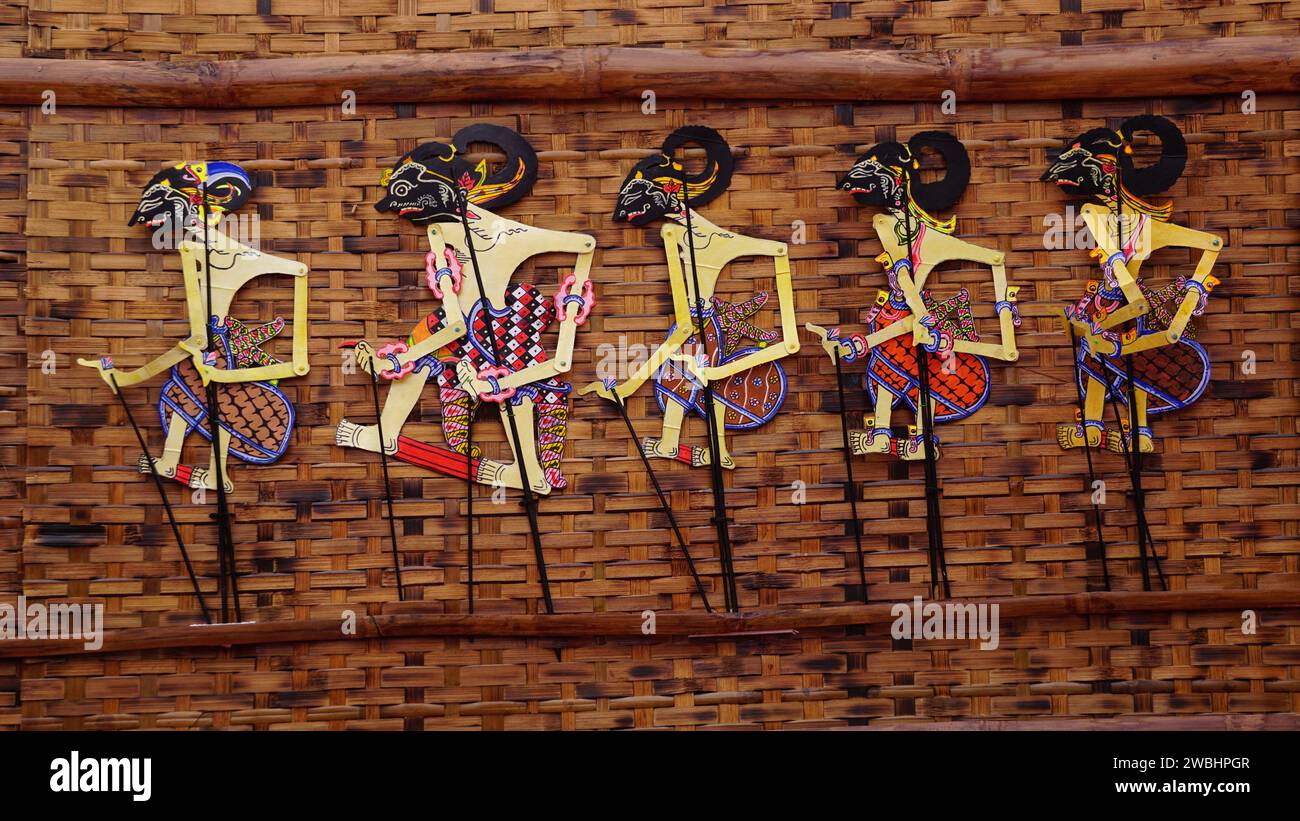 The indonesian puppets which called wayang (Javanese puppet) on white ...