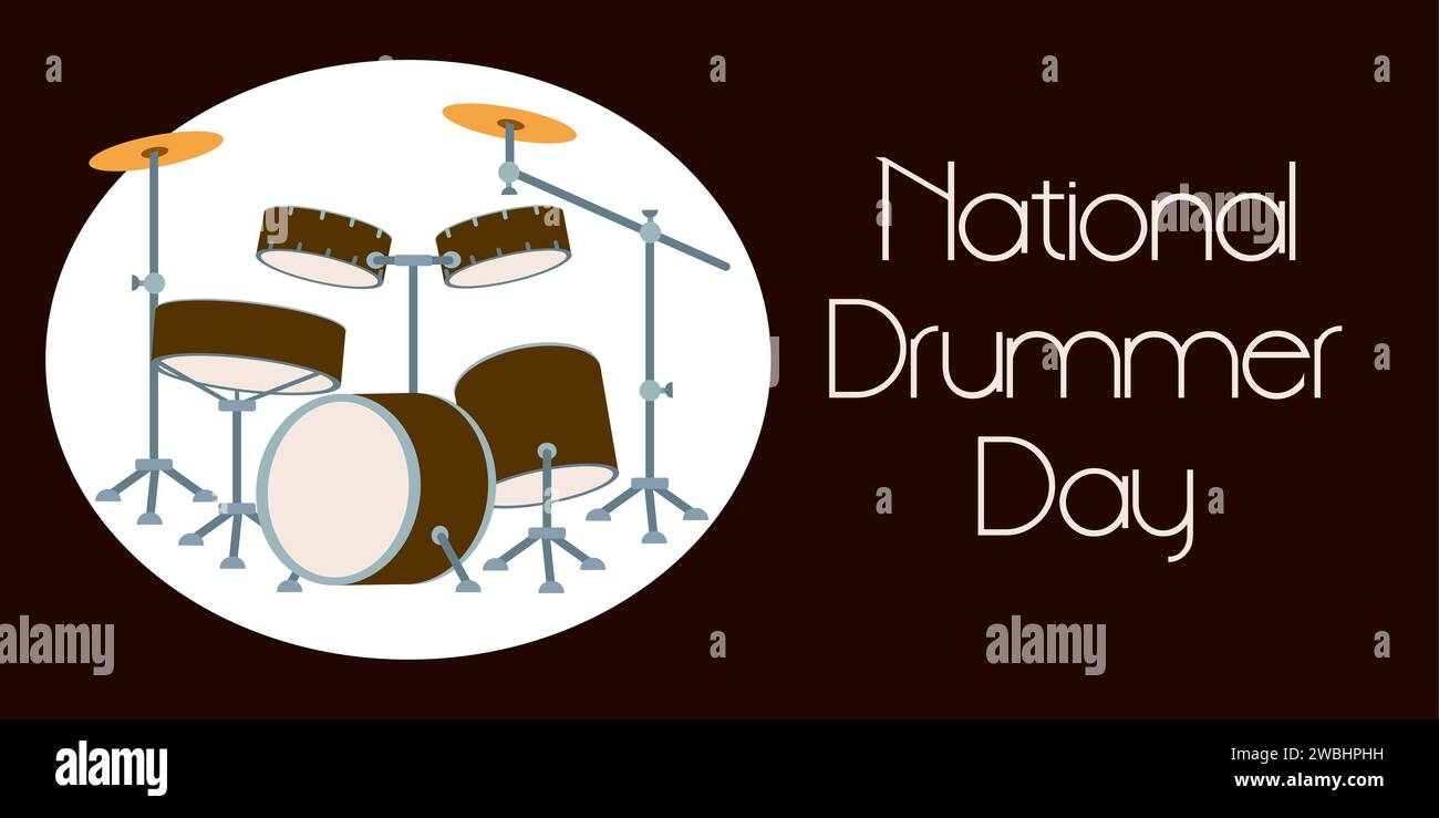 Drum set vector design. National Drummer Day. Drum kit flat style ...