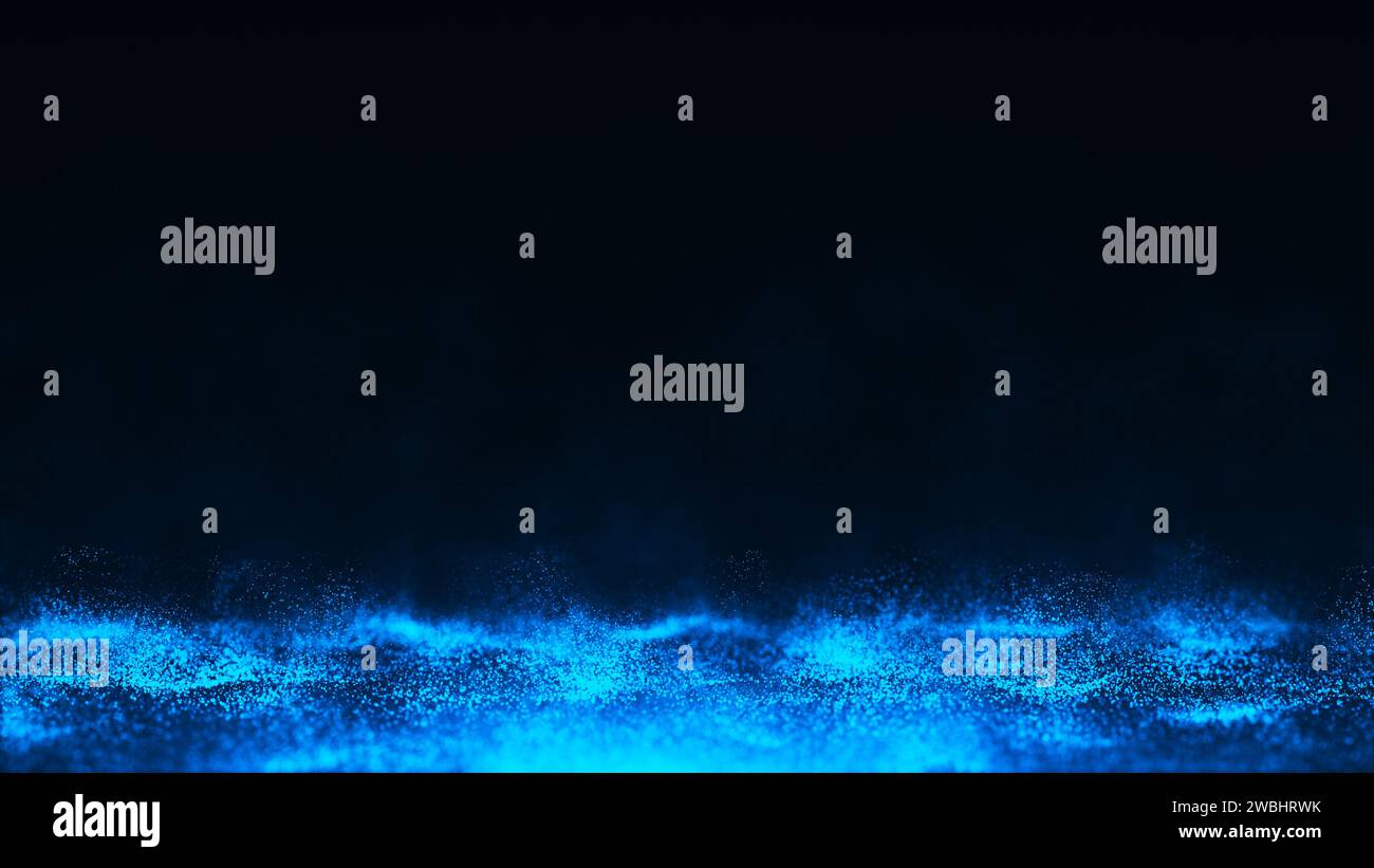 Abstract blue wave particle on dark background Stock Photo - Alamy