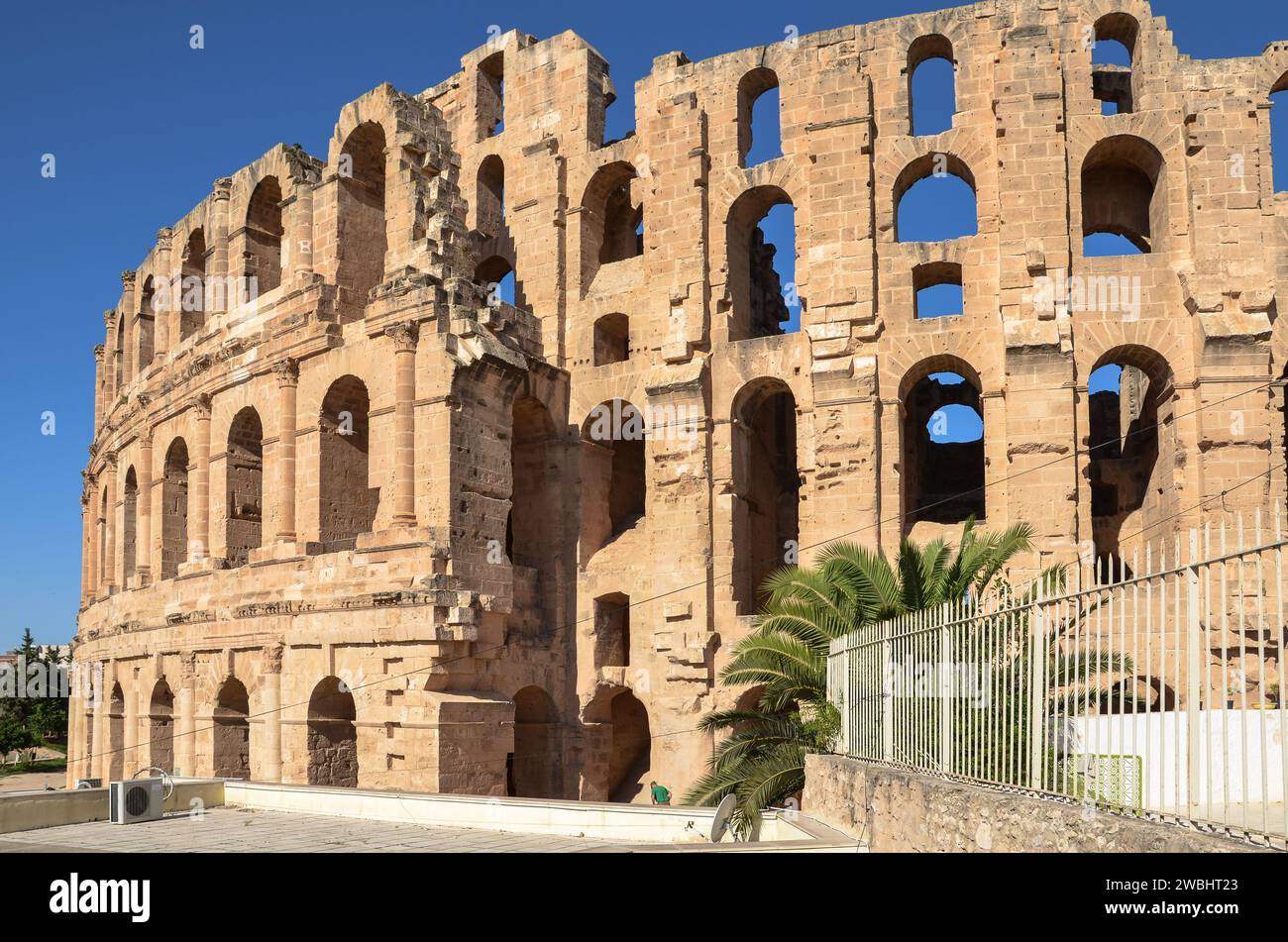 The ruins of ancient roman amphitheater in El-Jem. The largest ...