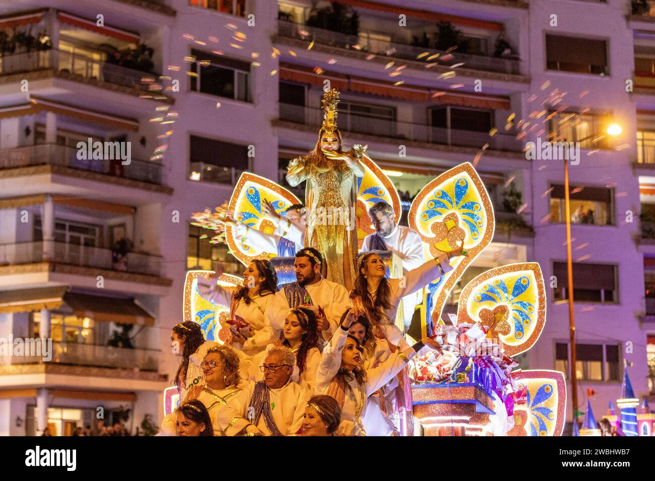 Large crowds at the three wise men parade in Seville during the evening ...