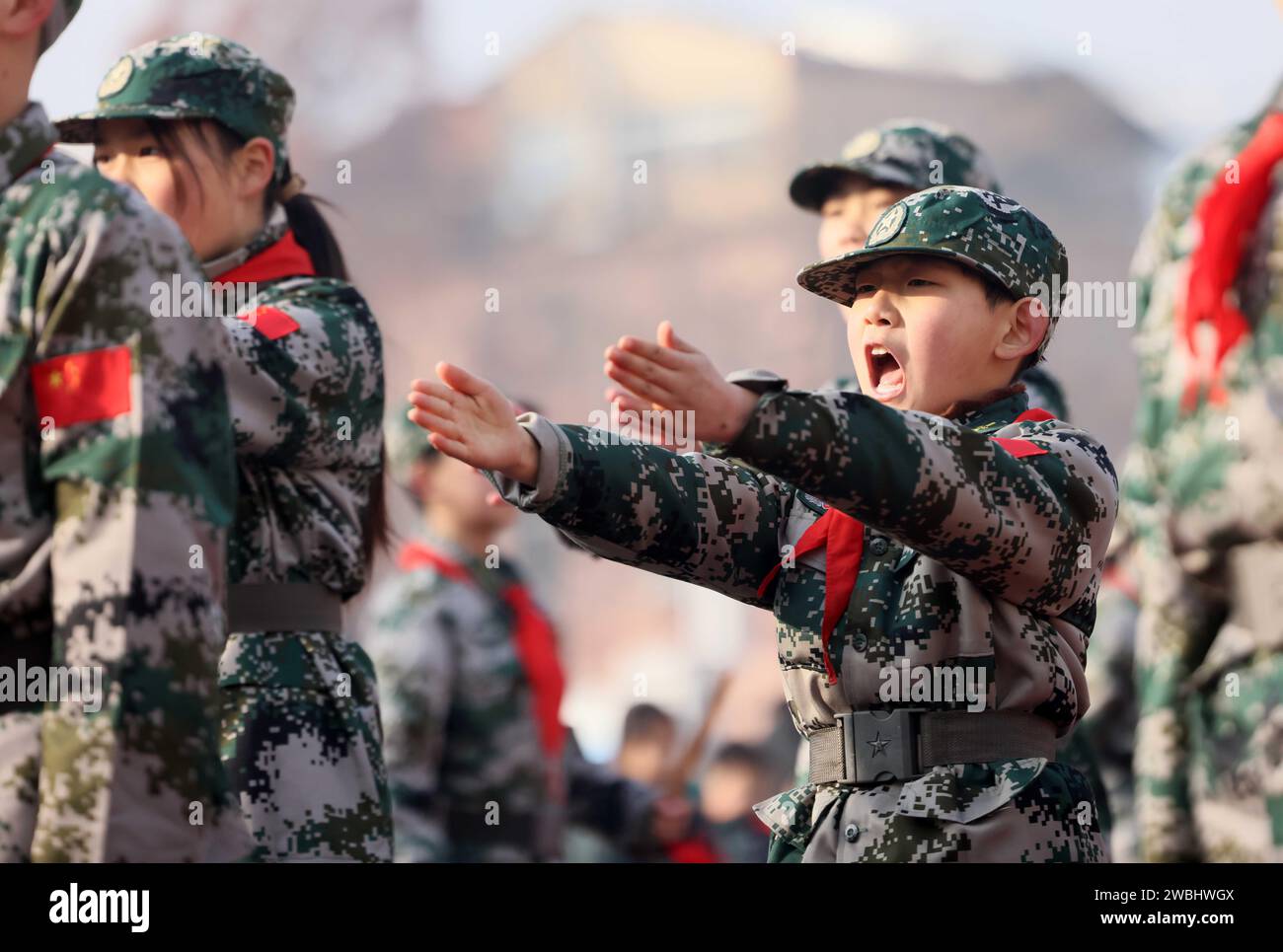 HEFEI, CHINA - JANUARY 11, 2024 - Children demonstrate military boxing ...