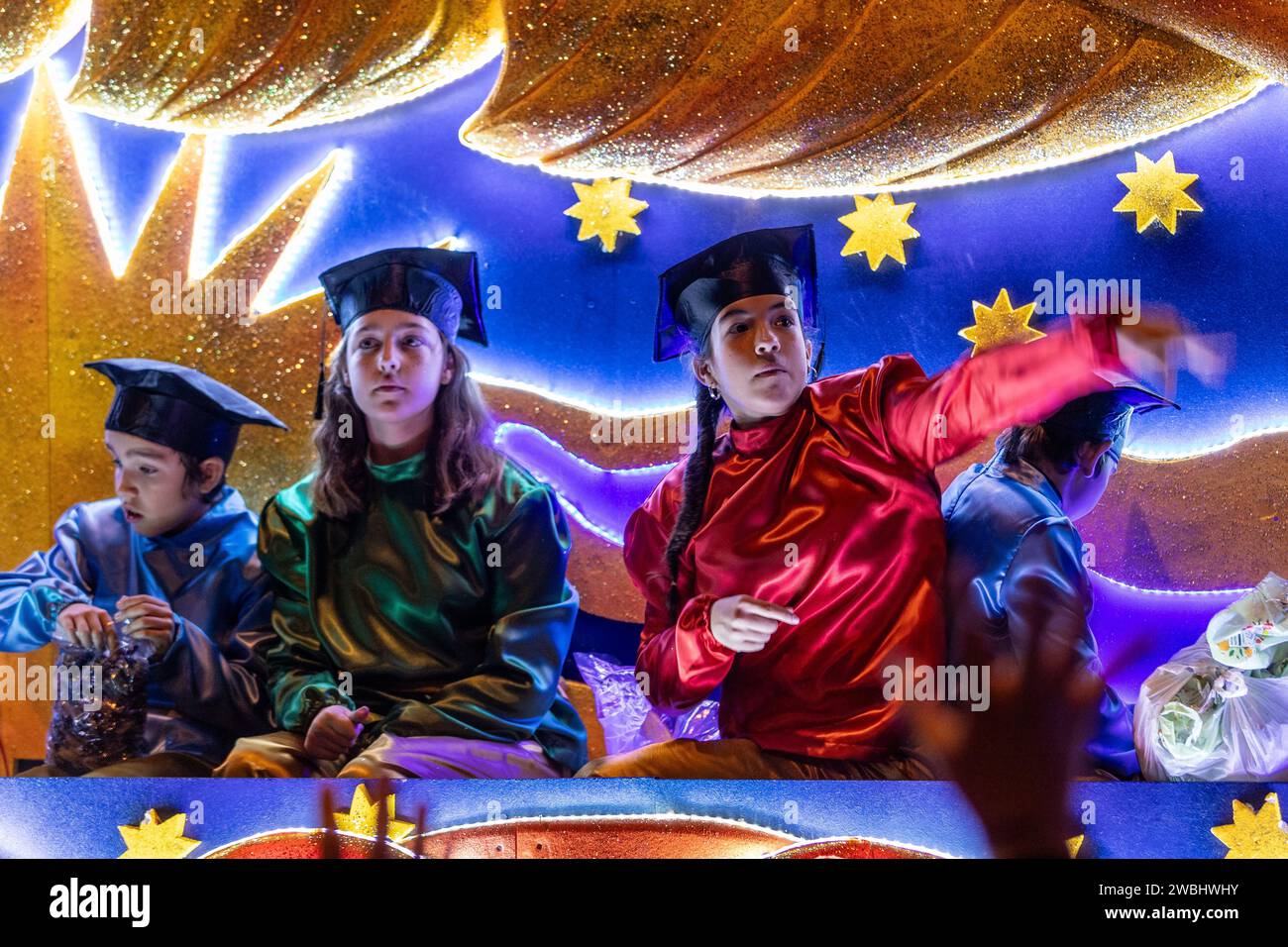 The three wise men parade in Sevilla early evening as a start the ...