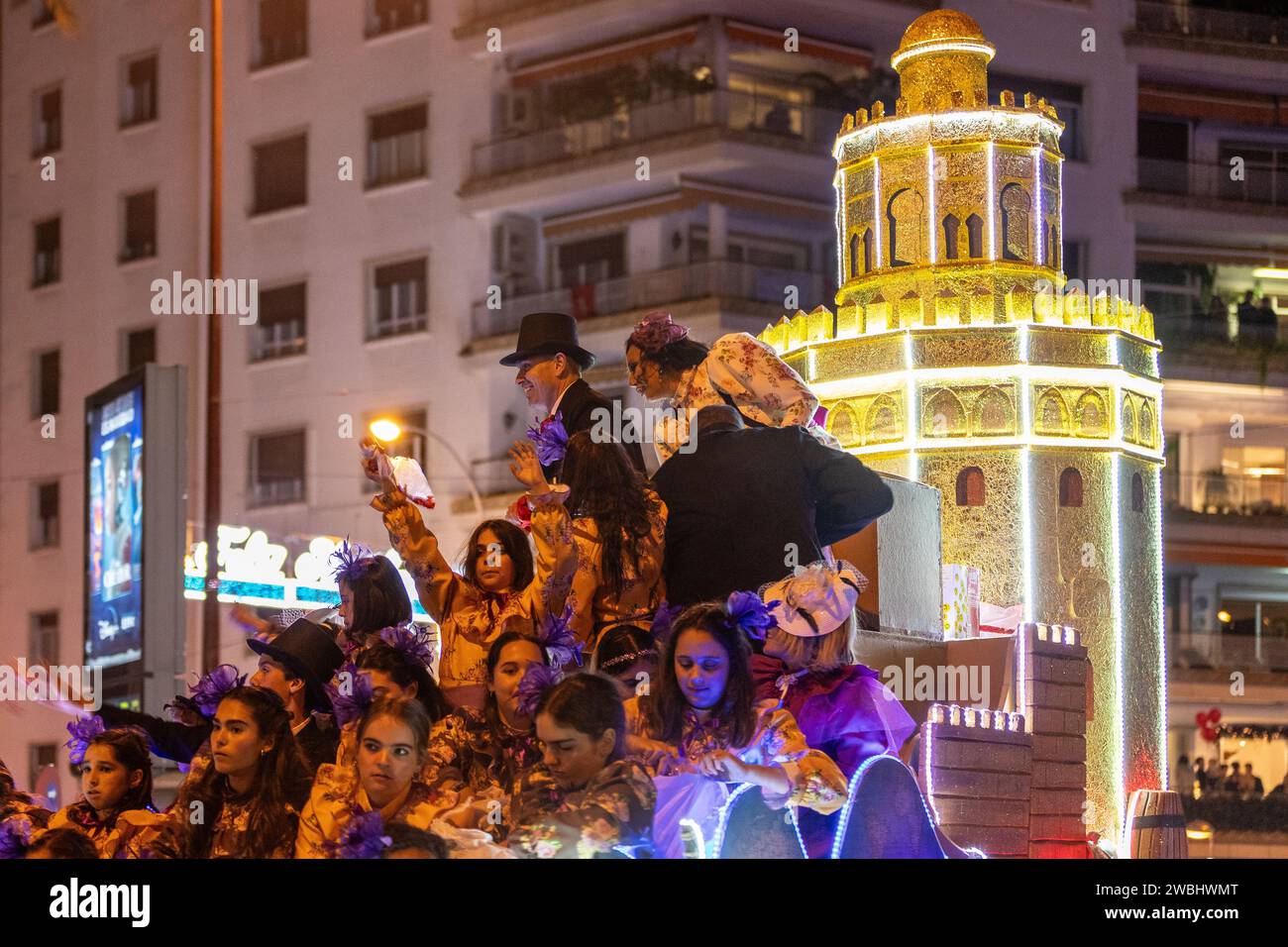 The three wise men parade in Sevilla early evening as a start the ...