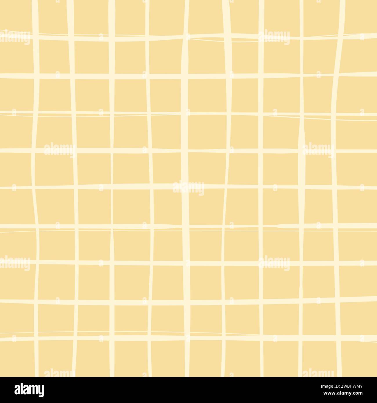 Hand drawn cute grid. doodle beige, yellow, pale, white plaid pattern ...