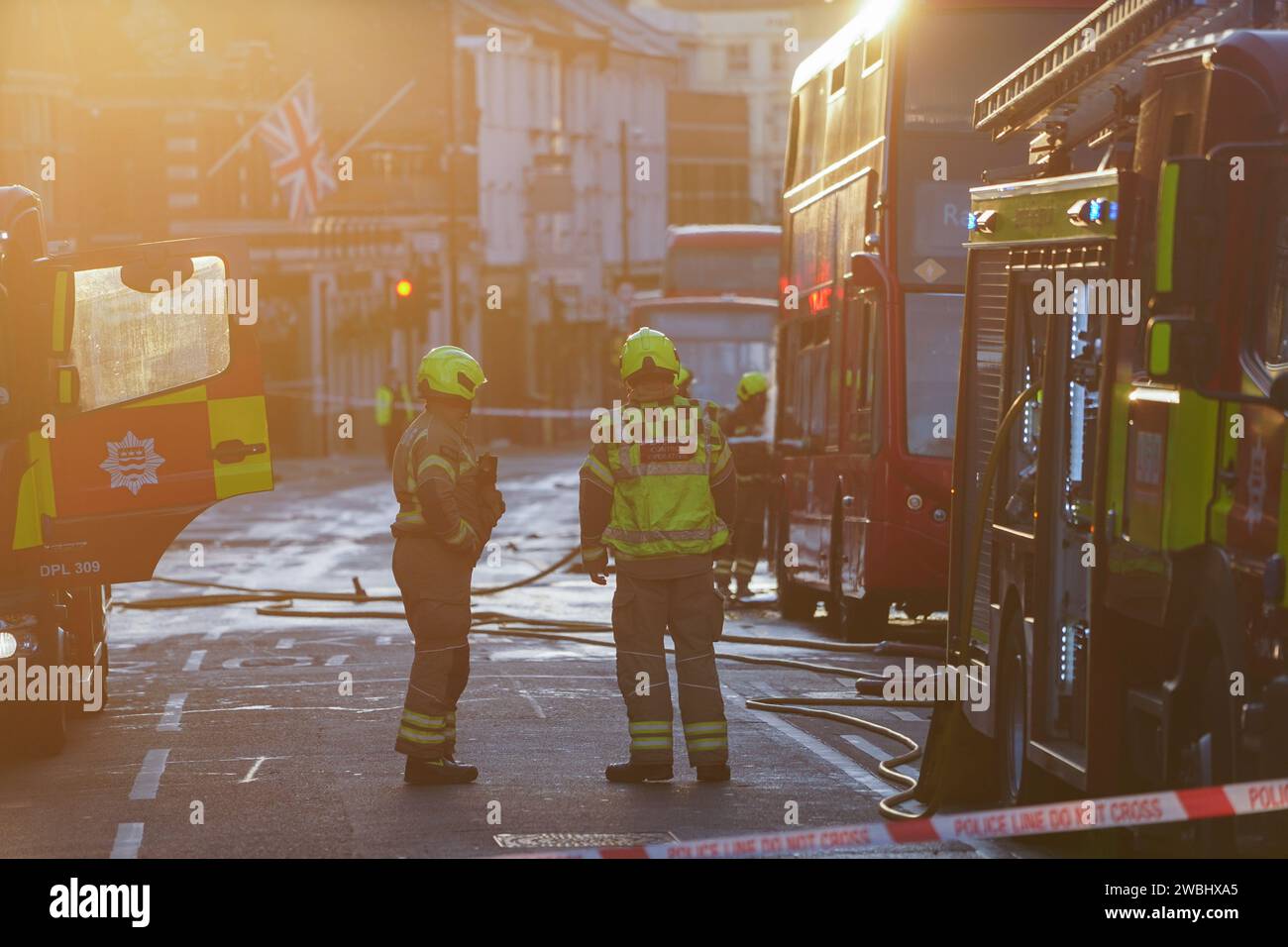 London, UK. 11 January 2024. .Emergency services and the London Fire ...