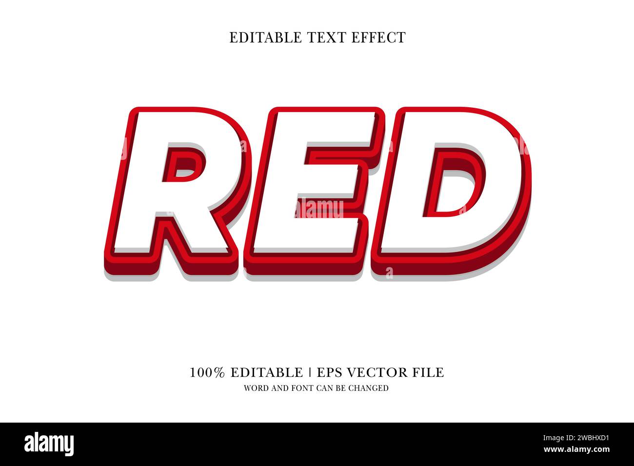 Red Background Editable Text Effect 3d Text Template Stock Vector