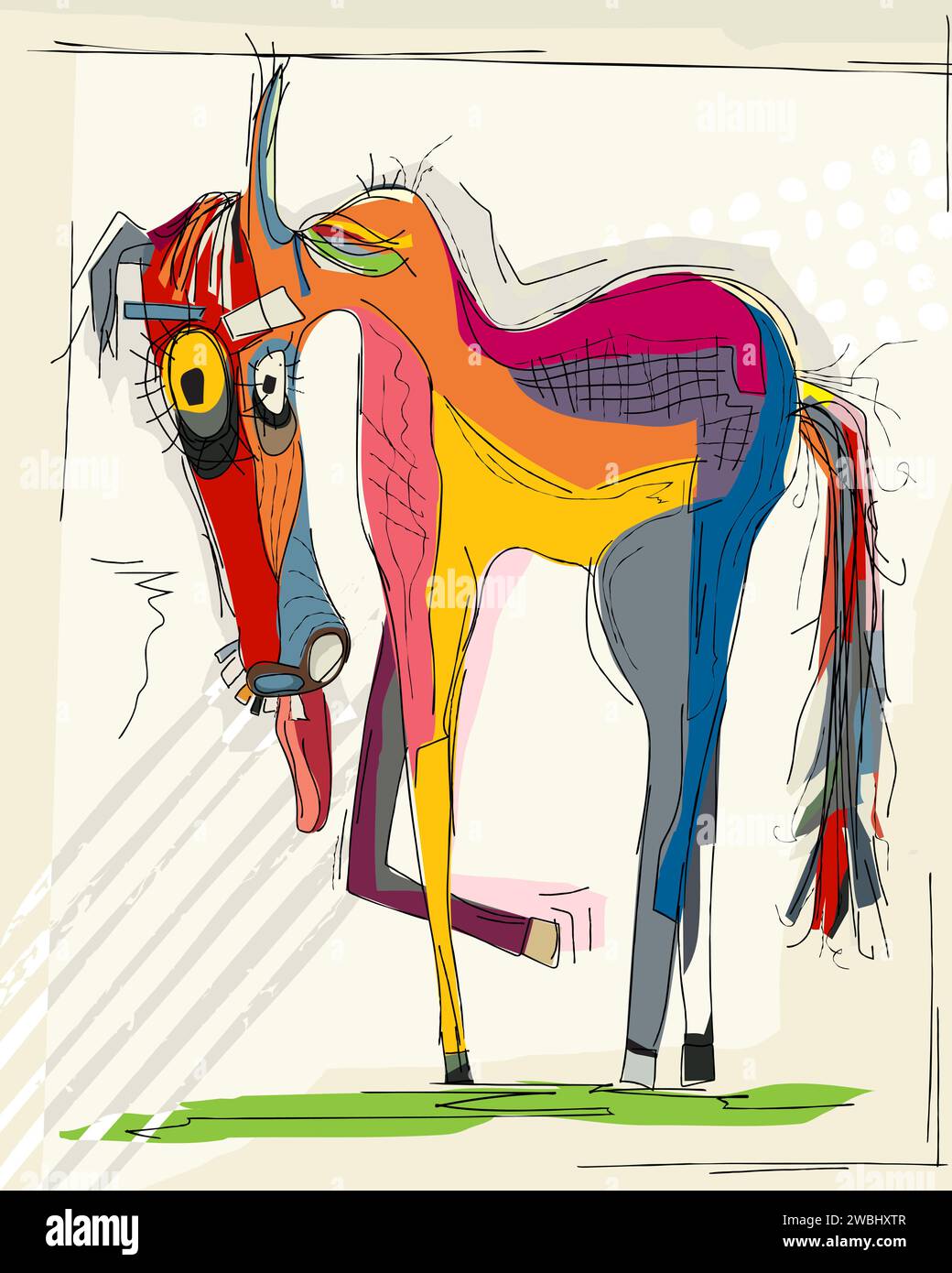 The horse, abstract art colorful vector card Stock Vector Image & Art ...