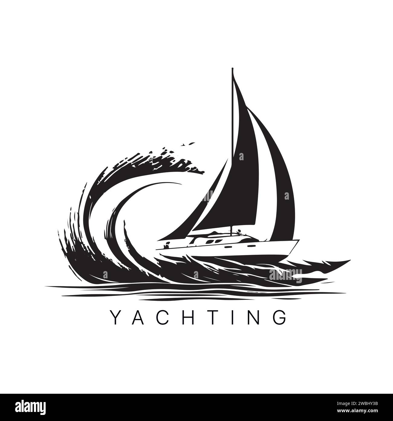 Vector logo of yacht with sail. Illustration of sail boat. Vector ... Vector logo of yacht with sail. Illustration of sail boat. Vector ...