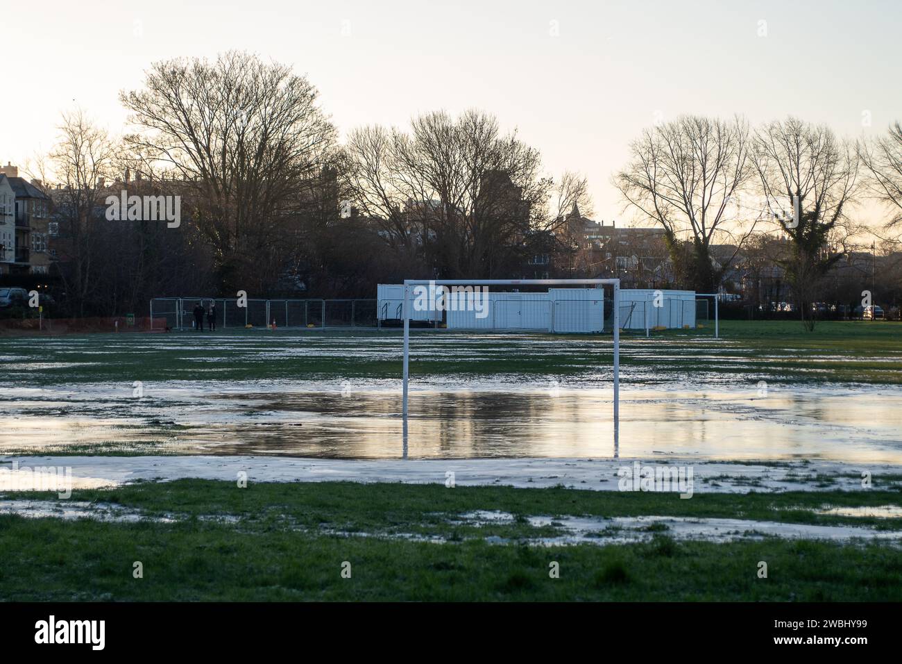 Football pitches waterlogged hi-res stock photography and images - Alamy
