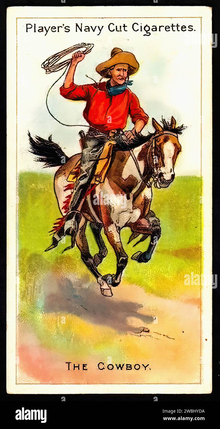American Cowboy - Vintage Cigarette Card Illustration Stock Photo - Alamy