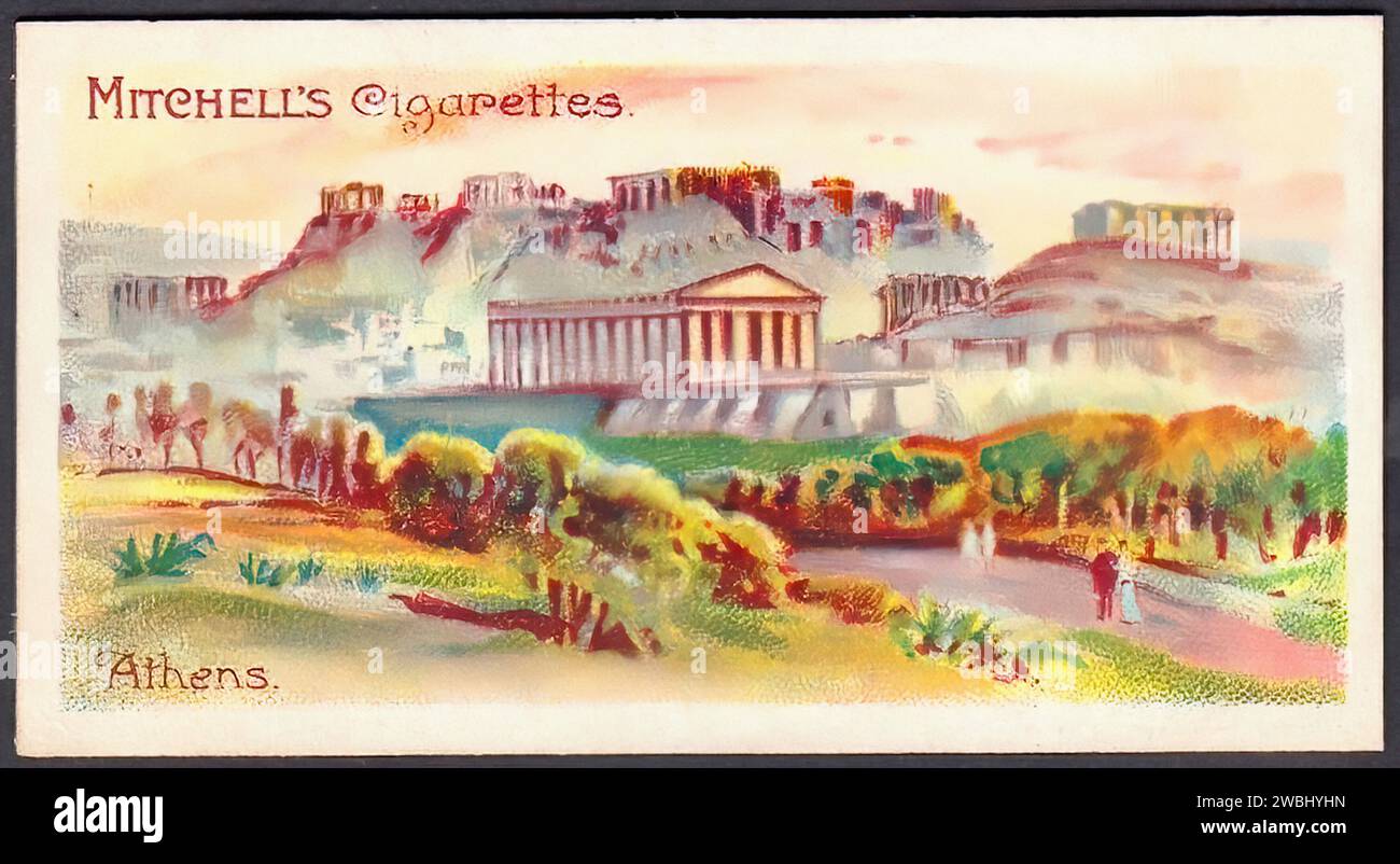 Athens - Vintage Cigarette Card Illustration Stock Photo - Alamy