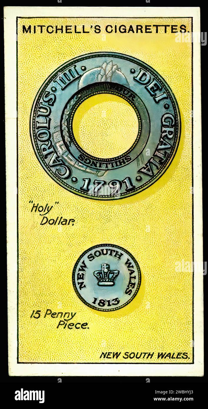 Australian Holy Dollar 1813 - Vintage Cigarette Card Illustration Stock ...