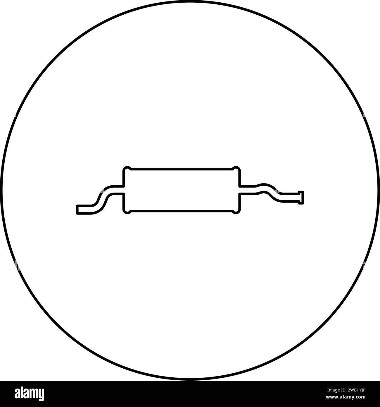 Exhaust pipe car muffler silencer icon in circle round black color ...