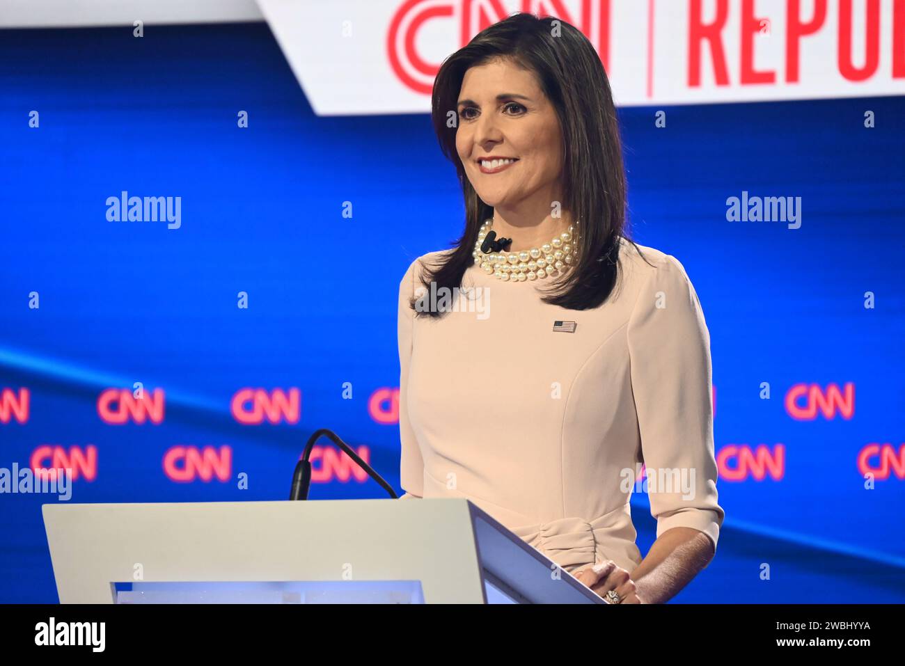 Des Moines, United States. 10th Jan, 2024. Nikki Haley participates in ...
