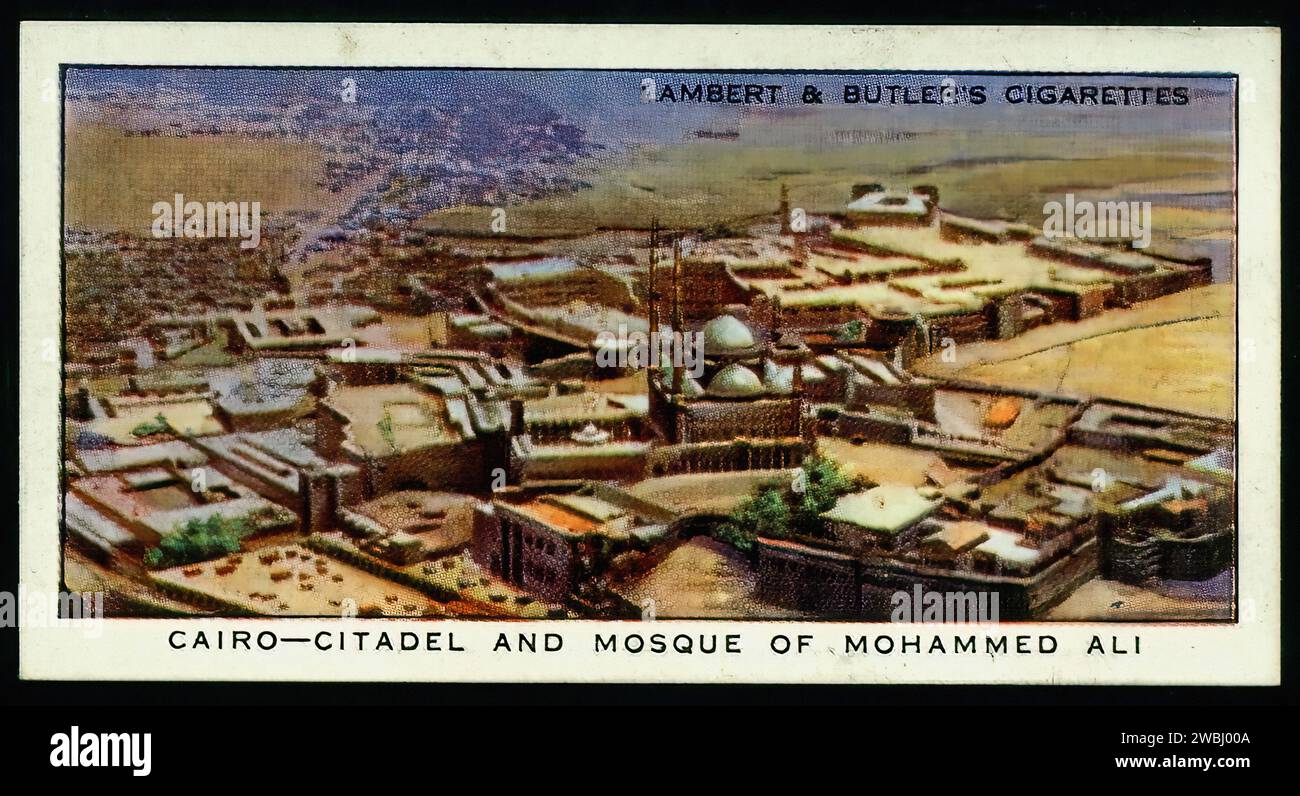 Cairo Citadel and Mosque - Vintage Cigarette Card Illustration Stock ...