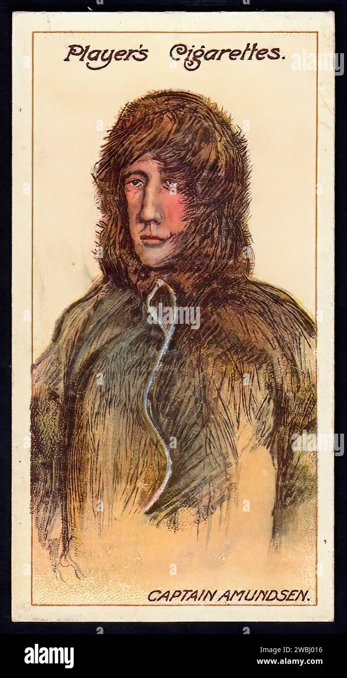 Captain Roald Amundsen - Vintage Cigarette Card Illustration Stock ...