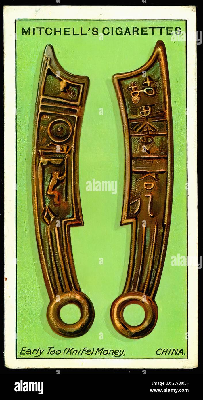 Chinese Tao or Knife Money 300BC - Vintage Cigarette Card Illustration ...