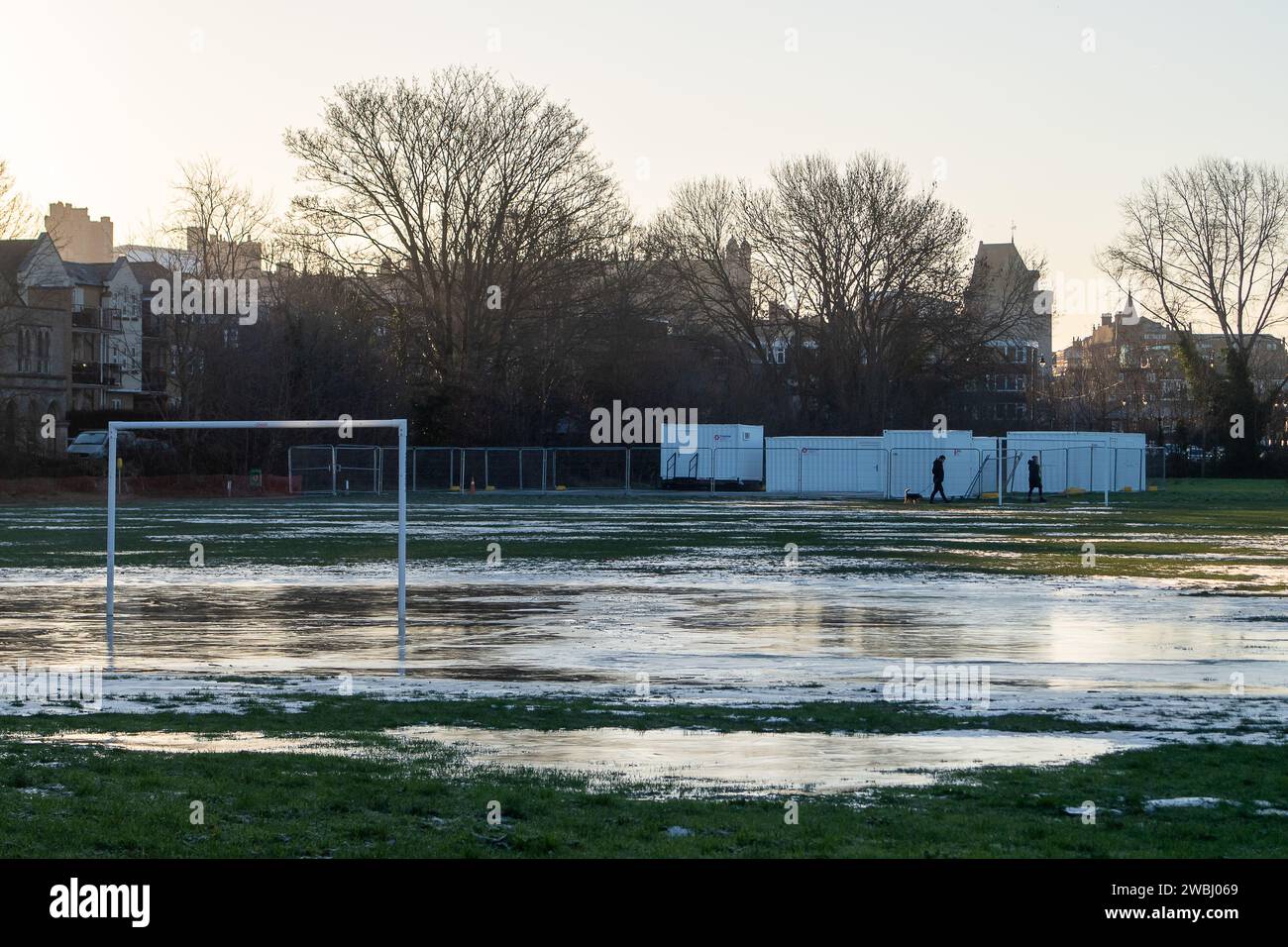Football pitches waterlogged hi-res stock photography and images - Alamy