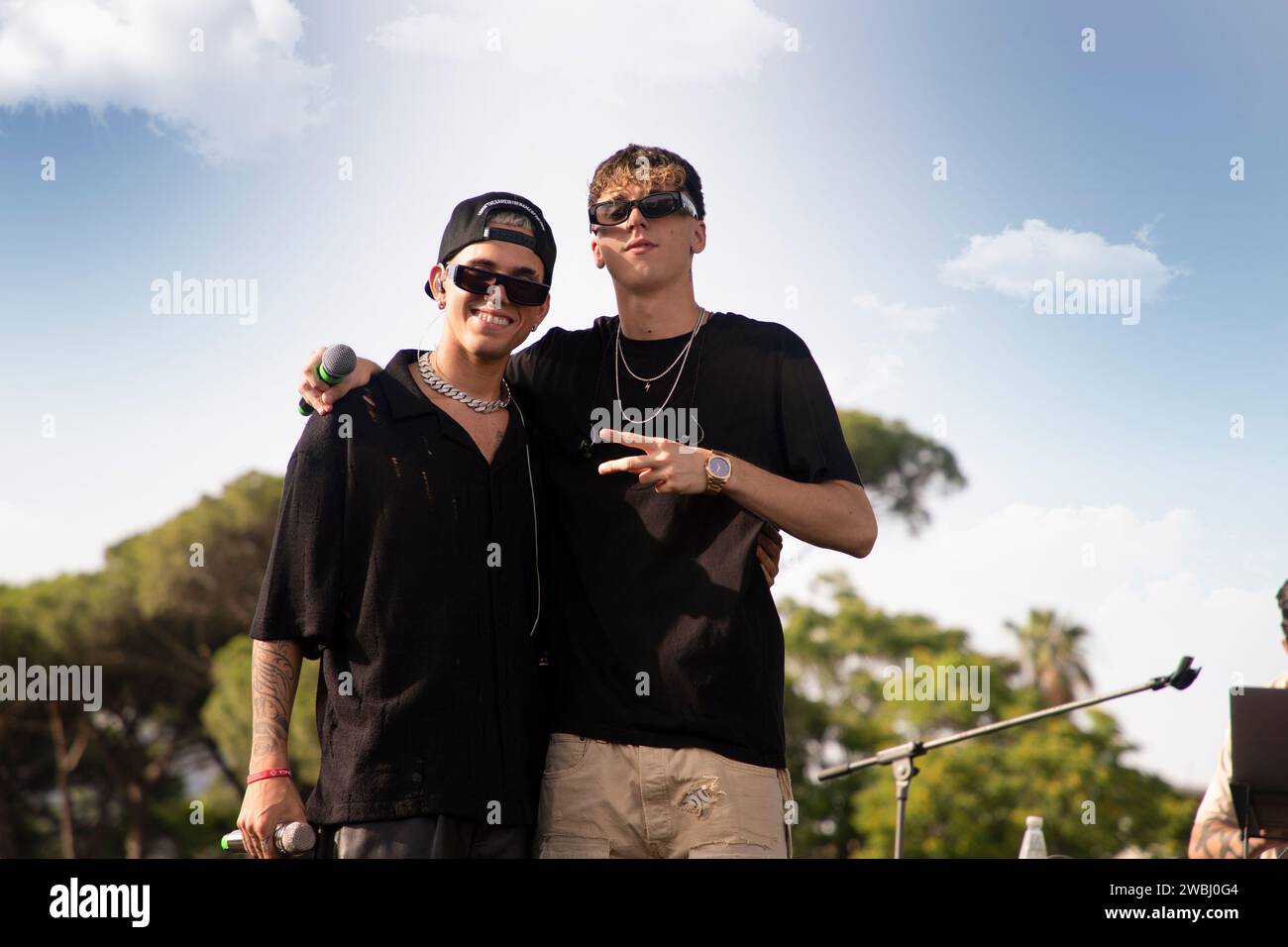 (L-R) Luca D'Alessio, known as LDA, and Luca Marzano, known as Aka ...