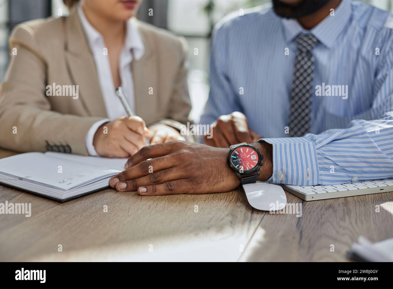 Financial advisor asking for womans signature for insurance, legal ...