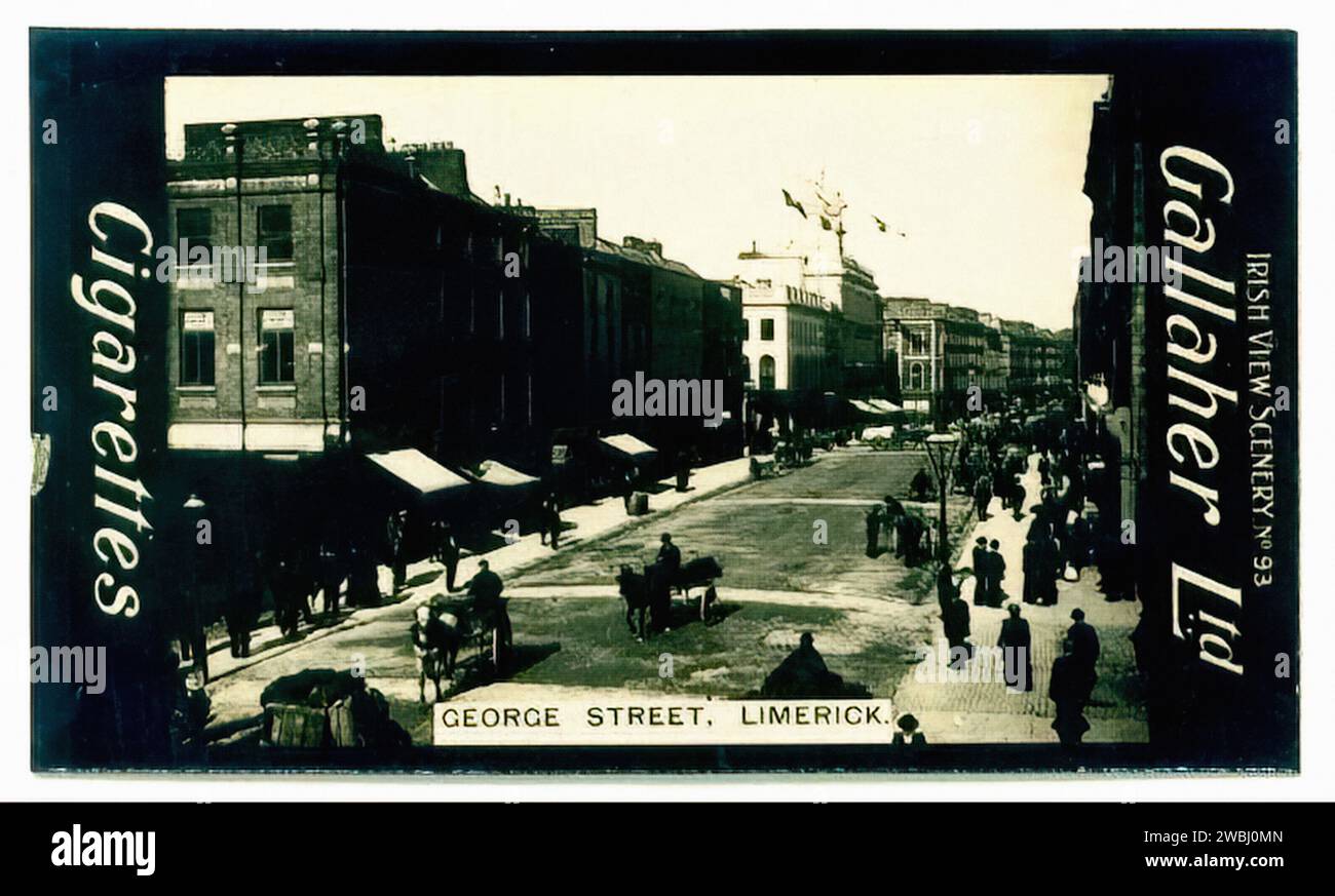 George St, Limerick - Vintage Cigarette Card Illustration Stock Photo ...