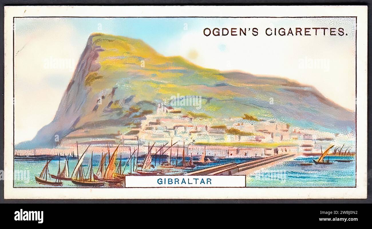 Gibraltar - Vintage Cigarette Card Illustration Stock Photo - Alamy