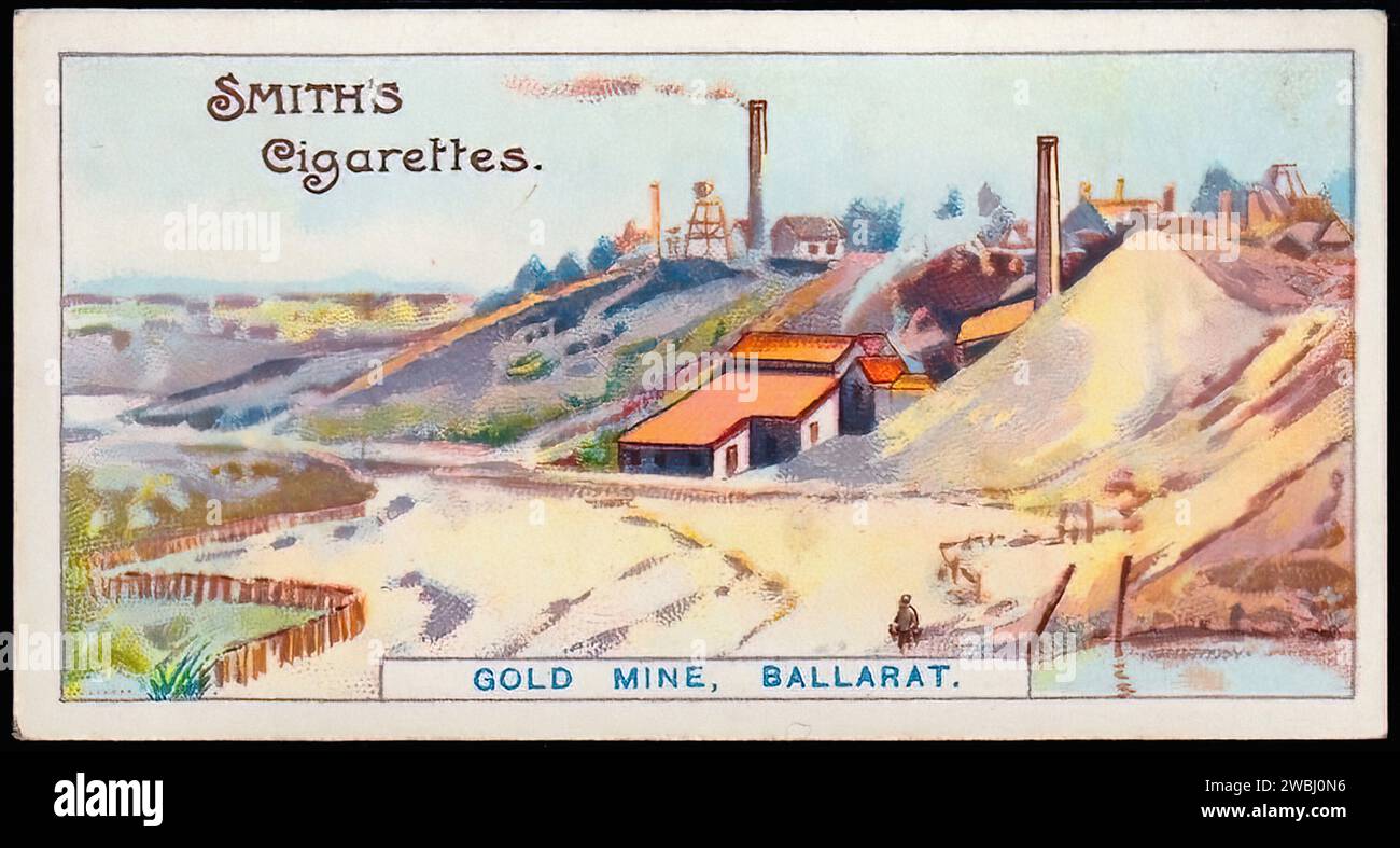 Gold Mine, Ballarat - Vintage Cigarette Card Illustration Stock Photo ...