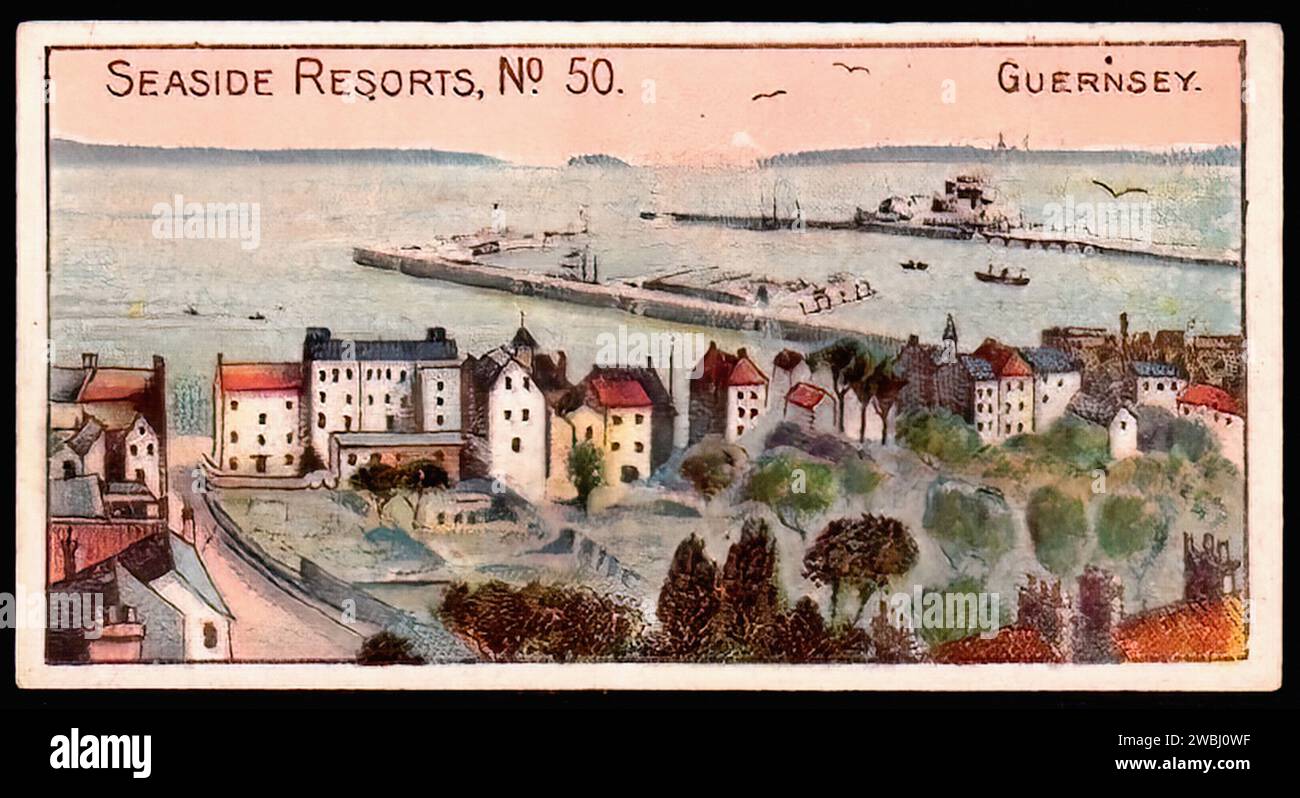 Guernsey in 1899 - Vintage Cigarette Card Illustration Stock Photo - Alamy