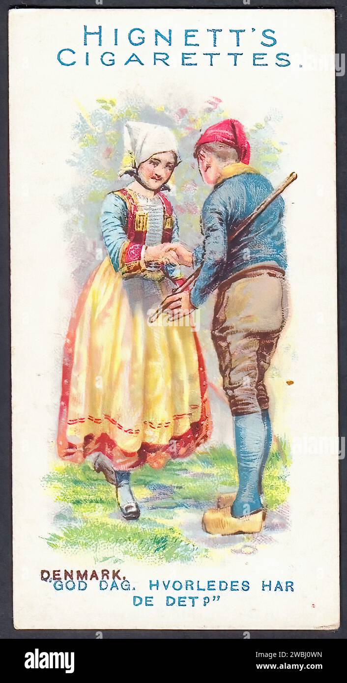 Greetings in Denmark - Vintage Cigarette Card Illustration Stock Photo ...
