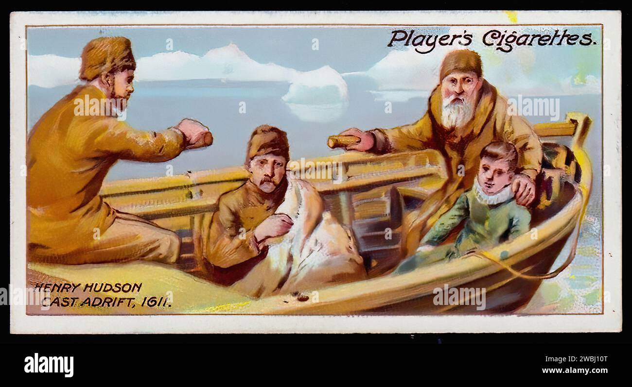 Henry Hudson Cast Adrift, 1611 - Vintage Cigarette Card Illustration ...