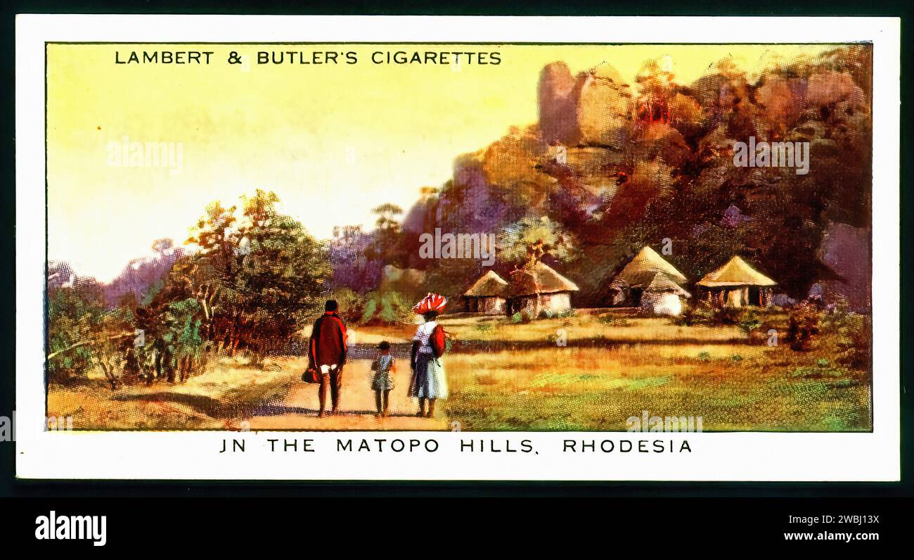 In the Matopo Hills - Vintage Cigarette Card Illustration Stock Photo ...