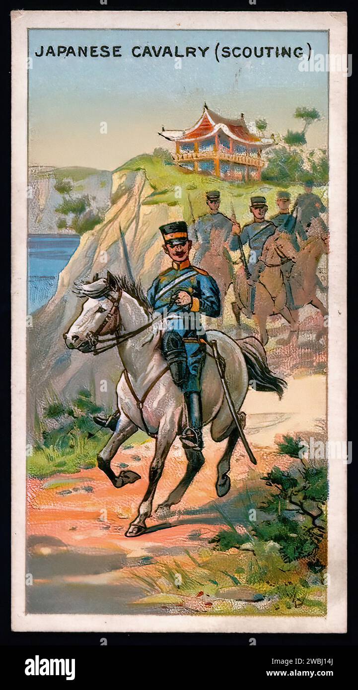 Japanese Cavalry, 1904 - Vintage Cigarette Card Illustration Stock ...